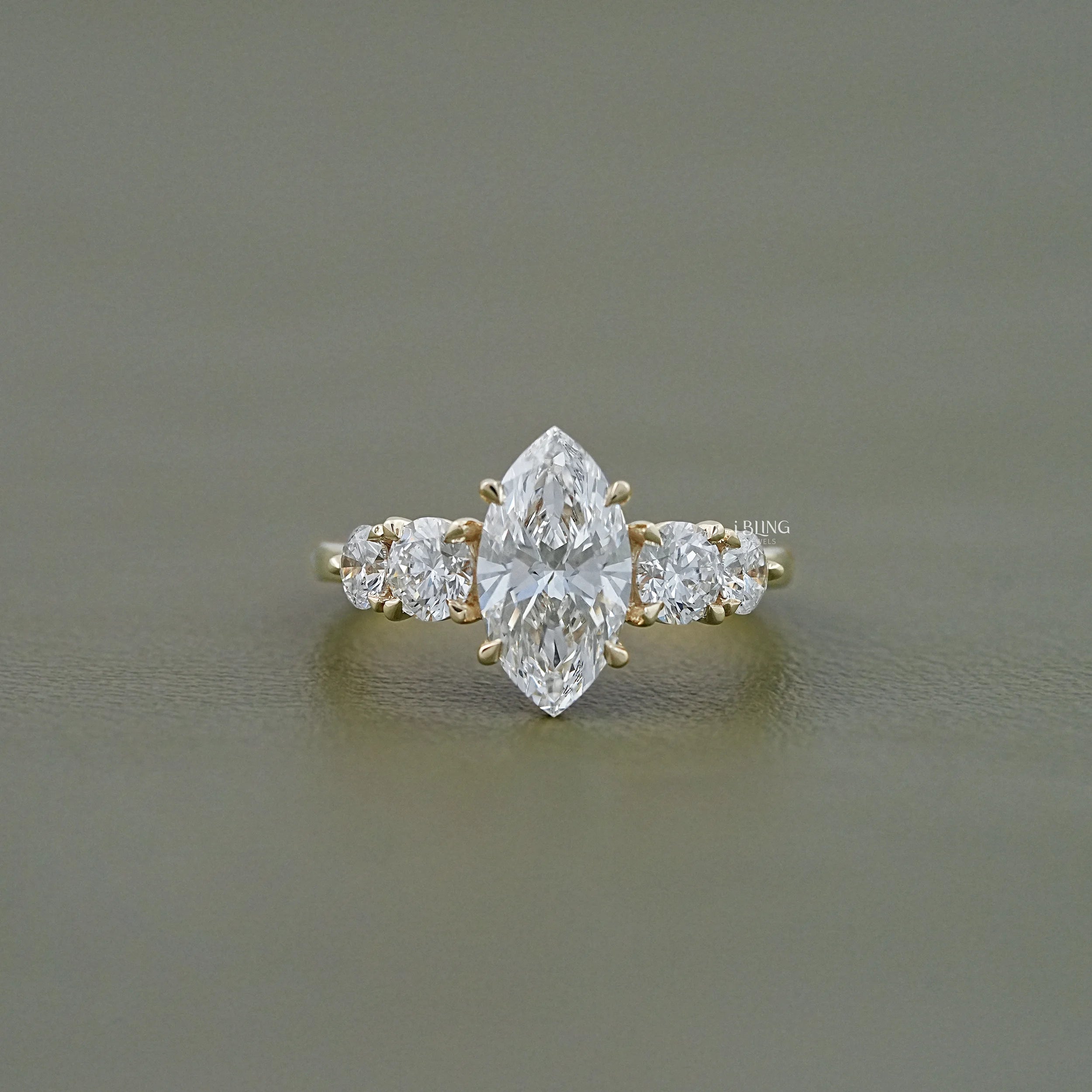 Marquise And Round Diamond Five Stone Engagement Ring – Ibling Jewels